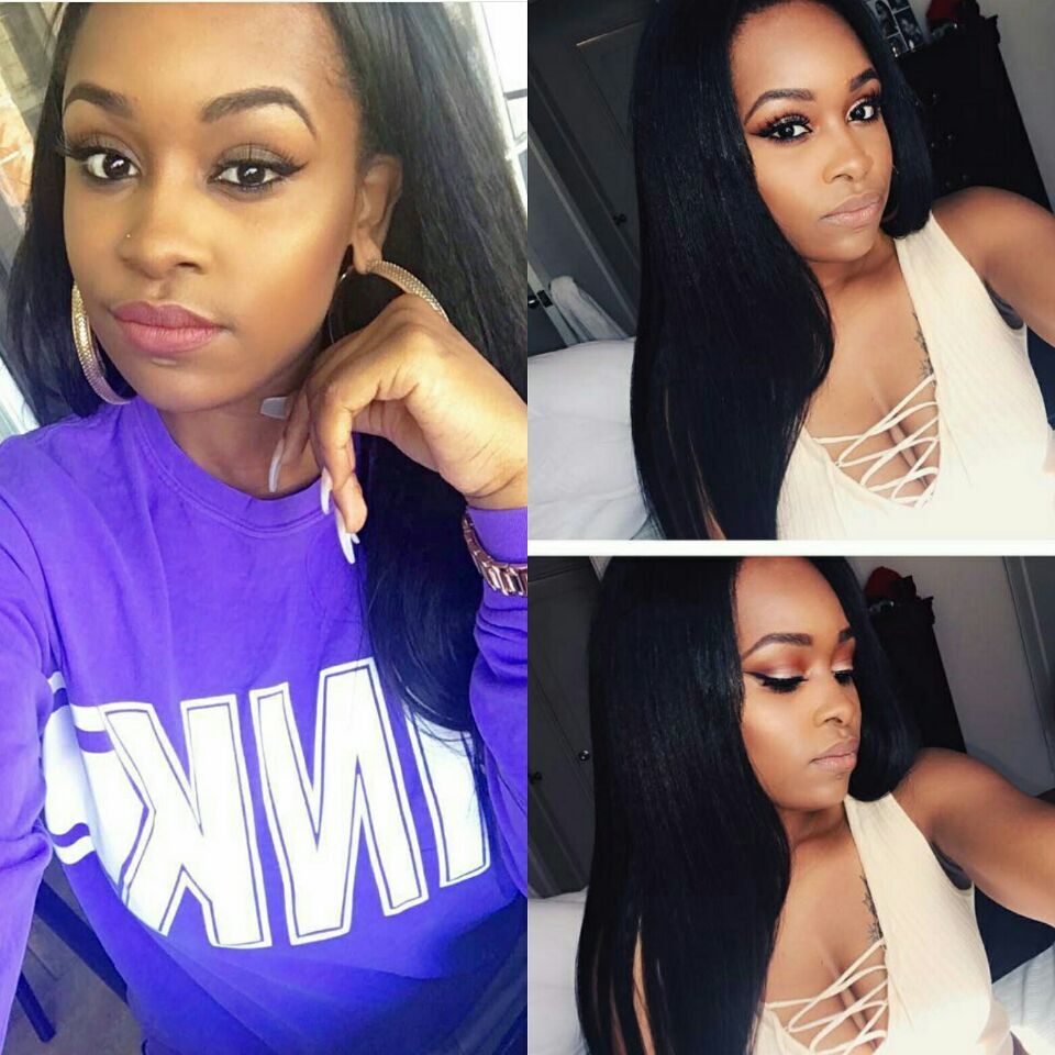 Brazilian Virgin Kinky Straight Full Lace Silk Top Wig With Bleached Knots